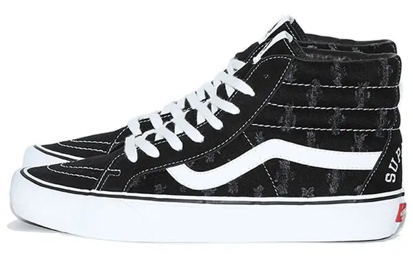 VANS Supreme X Sk8-hi Hole Punch Denim High Top Sneakers - Black