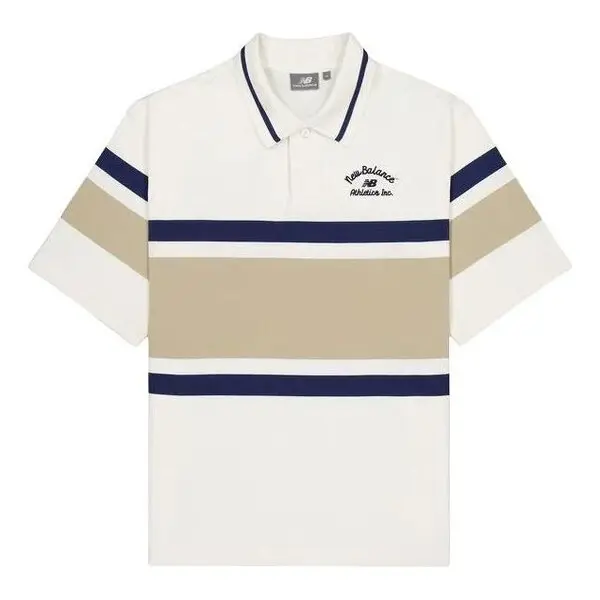 NEW BALANCE Athletics Striped Polo Shirt Asia Sizing - Ivory