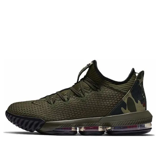 Nike Lebron 16 Low Camo Basketball Sneakers - Olive Green
