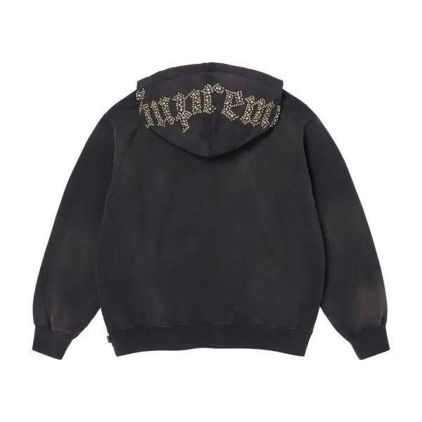 Supreme Overdyed Studded Hooded Sweatshirt - Black