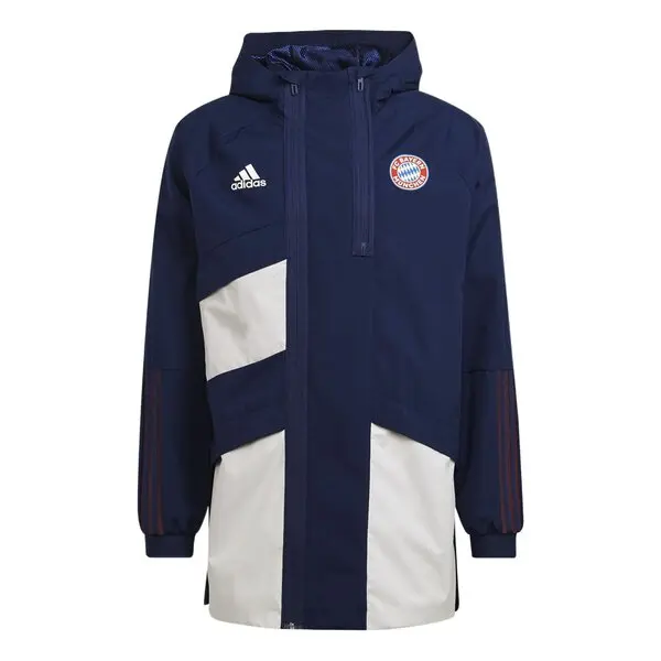 Adidas Fcb Trv Dr Jkt Badge Hooded Jacket Bayern Silkscreen Team Navy Blue - Default Color