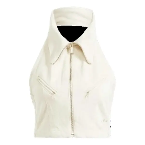 Adidas Denim Cropped Vest - White