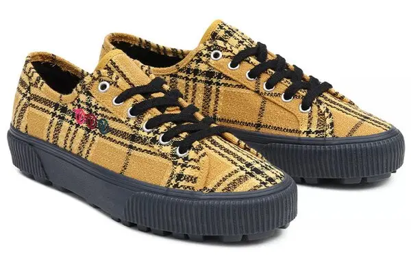 VANS Yellow Plaid Low Top Sneakers - Yellow/black