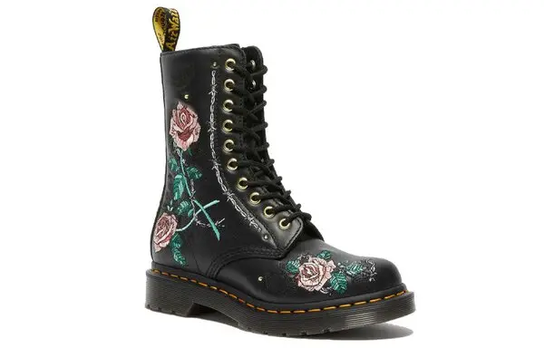 Dr. Martens 1490 Vonda Floral Leather Lace Up Boots