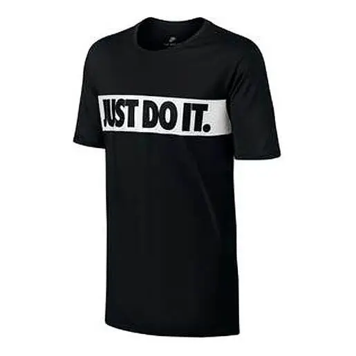 Nike Just Do It Casual Knit Round Neck Short Sleeve - Black