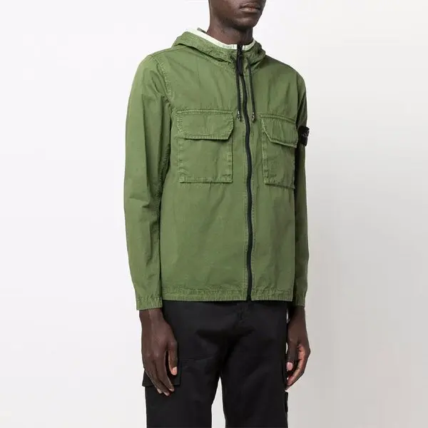 Stone Island Garment Dyed Hooded Shirt Jacket