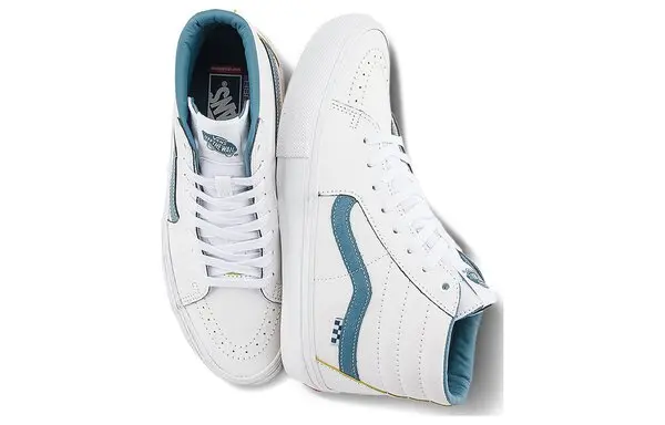 VANS Sk8-hi High Top Lace-up Sneakers - White/blue