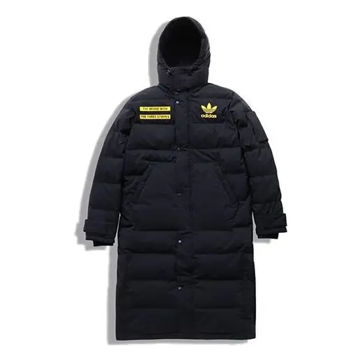 Adidas Originals Hooded Down Jacket With Back Logo - Black