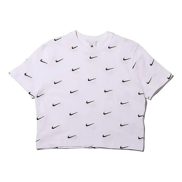 Nike Logo Print Cropped T-shirt - White