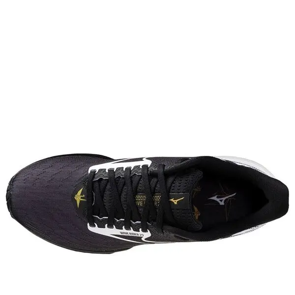 Mizuno Wave Rider 29 Athletic Sneakers - Black/white/gold