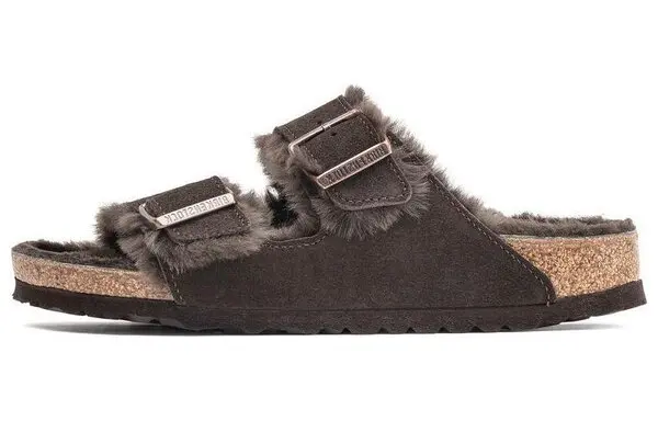 BIRKENSTOCK Arizona Shearling Suede Leather Sandals