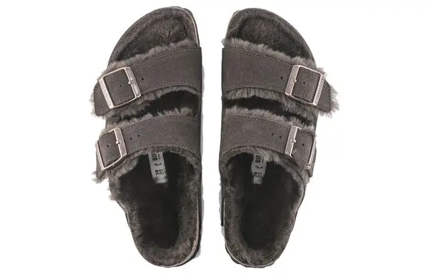 BIRKENSTOCK Arizona Shearling Suede Leather Sandals