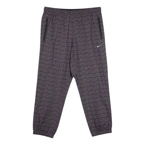 Nike Jacquard Logo Pattern Bundle Feet Woven Casual Pants/trousers Dark Red