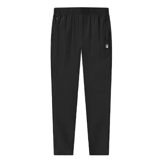 FILA Athletics Logo Pattern Loose Sports Long Pants - Black