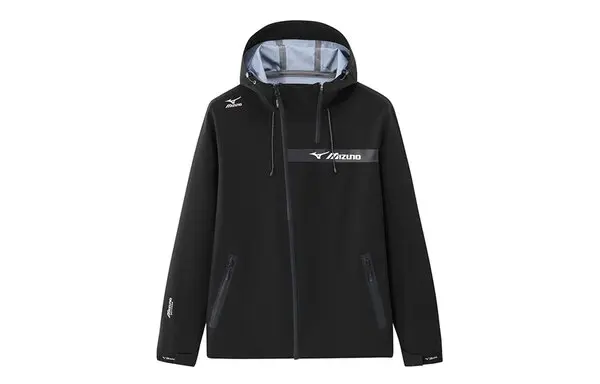 Mizuno Zip-up Hooded Jacket With Logo Detail - Black