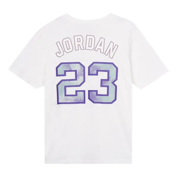 JORDAN Sport Dna Solid Color Logo Alphabet Numeric Printing Short Sleeve White