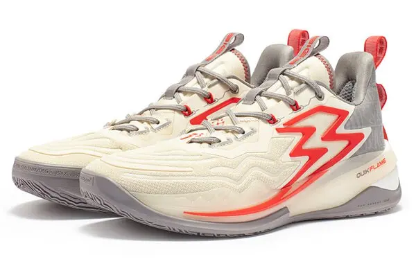 361 DEGREES Big3 3.0 Pro Movable Type Printing Sneakers - Beige/grey/red