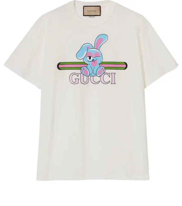 Gucci Cotton Jersey Printed T-shirt - Off White