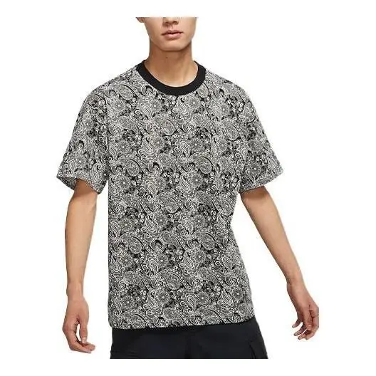 Nike Curved Teardrop Printing Cotton Short Sleeve Sail White T-shirt - Multi-color