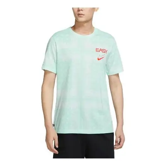 Nike Alphabet Logo Cashew Printing Round Neck Short Sleeve Green T-shirt - Default Color