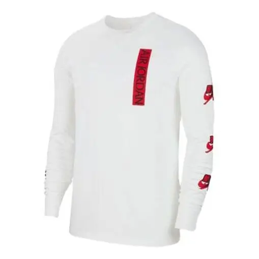 JORDAN Long Sleeves T-shirt Red - White