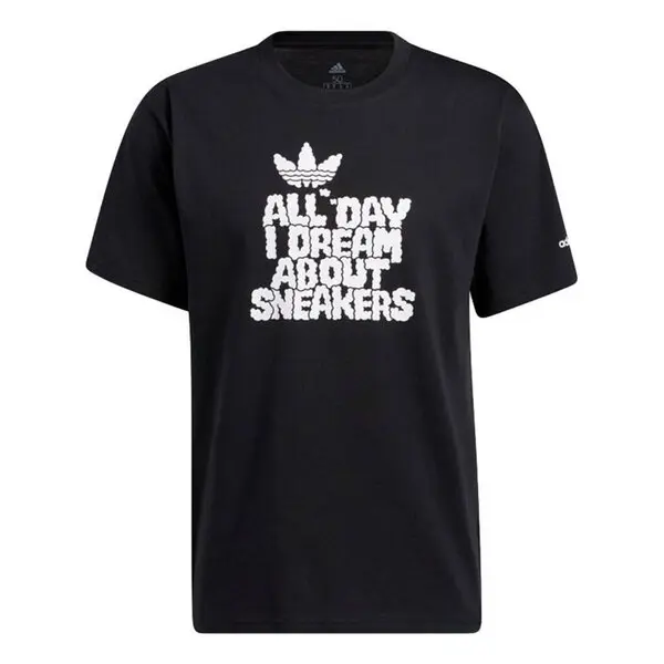 Adidas Originals Funny Alphabet Printing Sports Round Neck Short Sleeve Black - Default Color