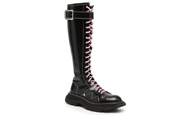 Alexander McQueen Knee High Lace Up Boots