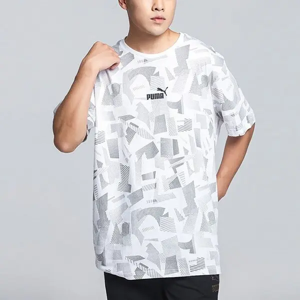PUMA Summer Print Aop T-shirt 'white Grey Black - White/grey/black