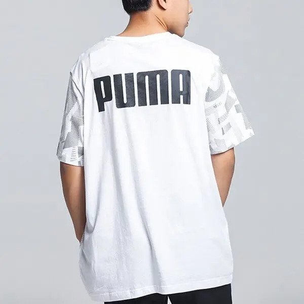 PUMA Summer Print Aop T-shirt 'white Grey Black - White/grey/black