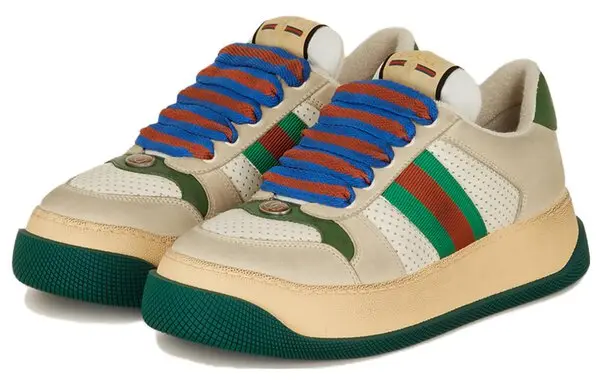 Gucci Screener Gg Leather Sneakers - Beige/green/red