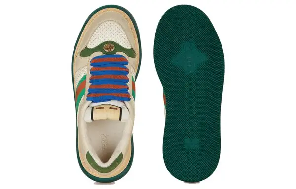 Gucci Screener Gg Leather Sneakers - Beige/green/red