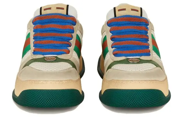 Gucci Screener Gg Leather Sneakers - Beige/green/red