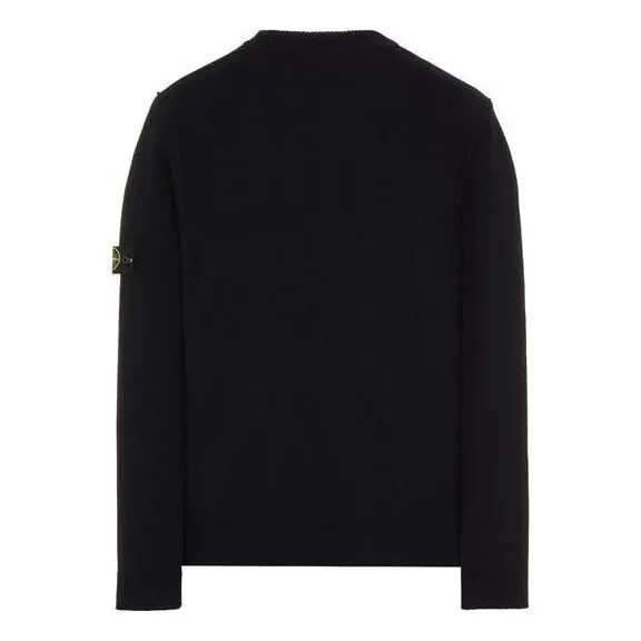 Stone Island Lambswool Crew Neck Knit - Black
