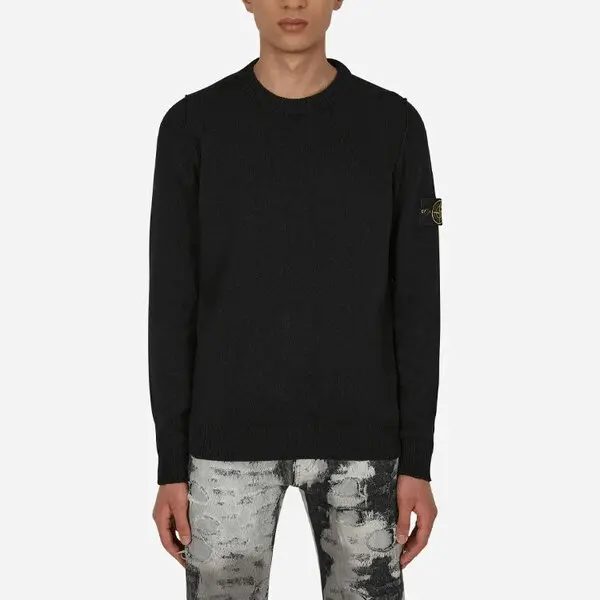 Stone Island Lambswool Crew Neck Knit - Black