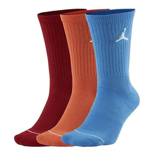 JORDAN Air Everyday Sports Socks 3 Pack - Red/orange/blue