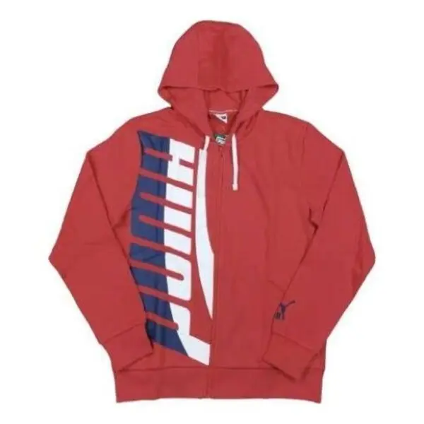 PUMA Casual Hooded Zip-up Sweatshirt - Red/white/blue