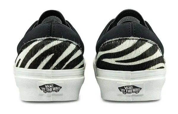 VANS Low Top Zebra Print Casual Skateboarding Sneakers - Black