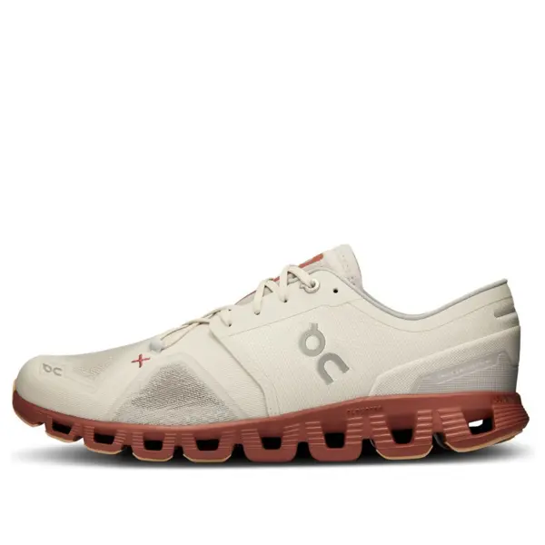 On Cloud X 3 Athletic Sneakers - Beige/burgundy