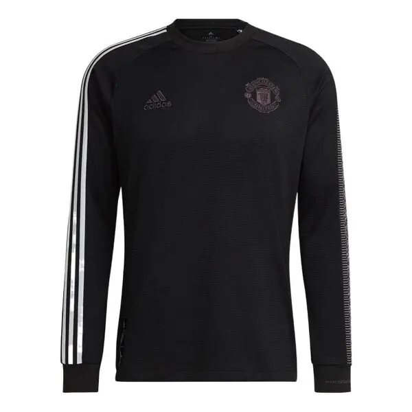 Adidas Stripe Round Neck Long Sleeves Black T-shirt - Multi-color