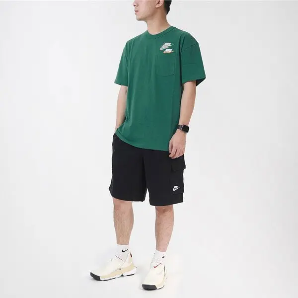 Nike Logo Pattern Round Neck Short Sleeve Green T-shirt