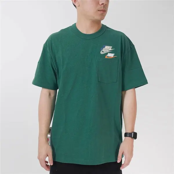 Nike Logo Pattern Round Neck Short Sleeve Green T-shirt