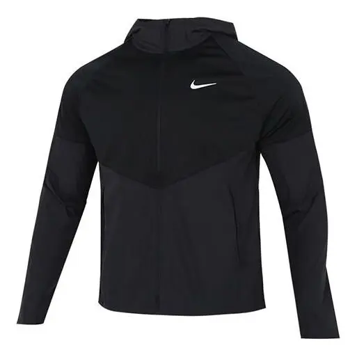 Nike Dri-fit Repel Miler Hooded Windbreaker Jacket - Black