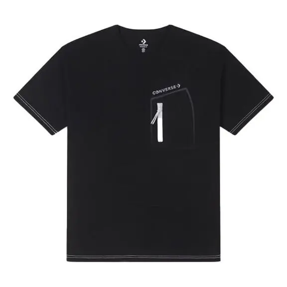 CONVERSE Zip Pocket Logo T-shirt Asia Sizing 'black - Black/white