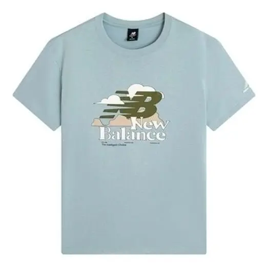 NEW BALANCE Logo Print Tee Asia Sizing 'sky Blue Green - Sky Blue/green