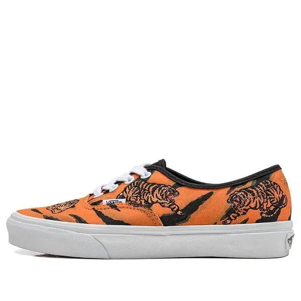 VANS Authentic Low-top Tiger Print Sneakers - Black/orange