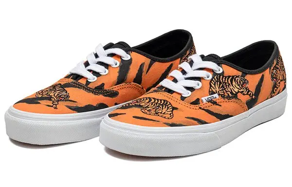 VANS Authentic Low-top Tiger Print Sneakers - Black/orange