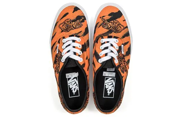 VANS Authentic Low-top Tiger Print Sneakers - Black/orange