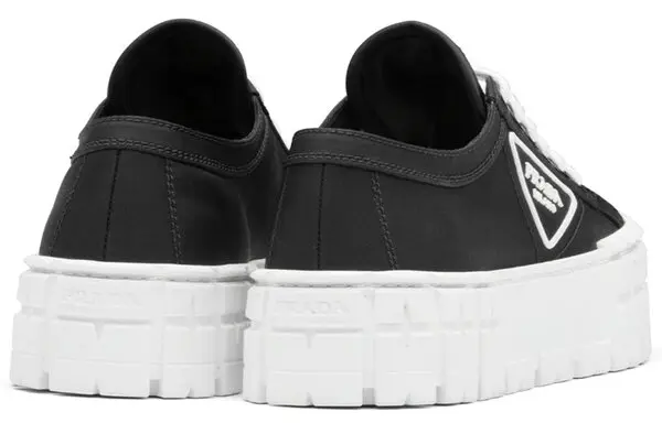 Prada Double Wheel Re-nylon Gabardine Sneakers - Black/white