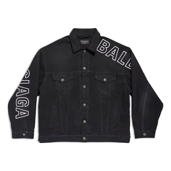 Balenciaga Outline Large Fit Denim Jacket - Black
