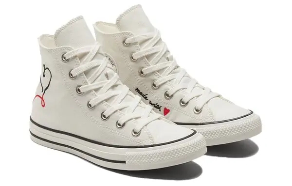 CONVERSE Chuck Taylor All Star High Top Sneakers With Embroidered Heart Detail - White